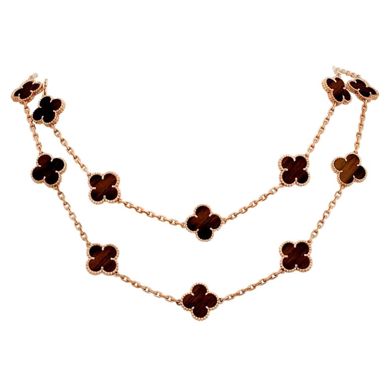 Van Cleef and Arpels Letterwood Vintage Alhambra 20 Motif Necklace at ...