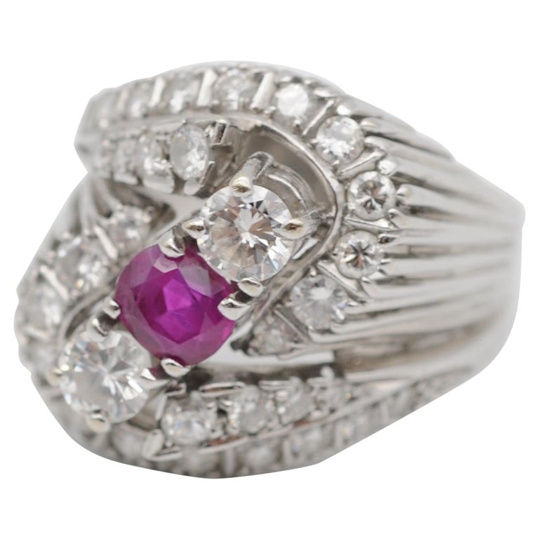 Fancy White Gold Ring with Brilliant Stones For Sale at 1stDibs