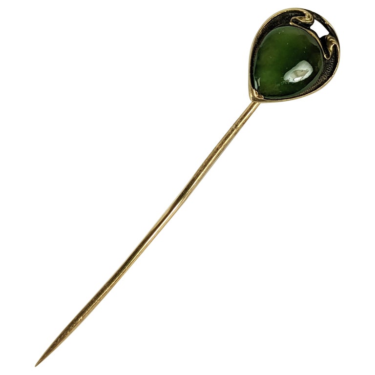 Jade Art Nouveau Stick Pin For Sale at 1stDibs