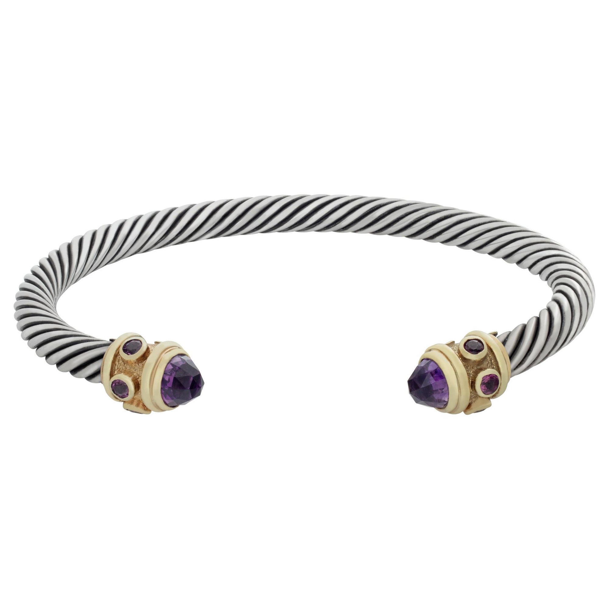 David Yurman Amethyst 14 Karat Gold Sterling Silver Renaissance Cuff ...