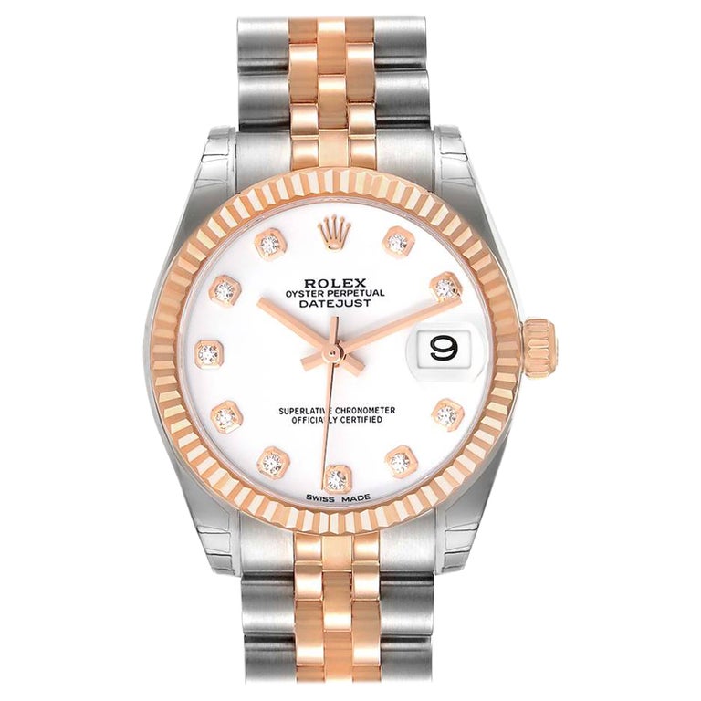 Rolex Datejust 31 Midsize Steel Rose Gold Diamond Ladies Watch 178271 ...