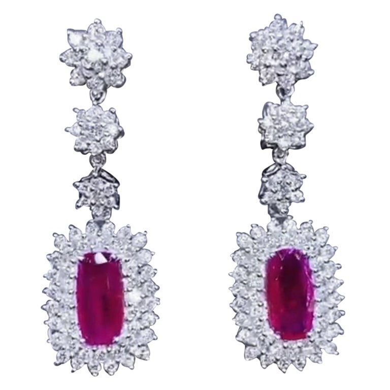Exclusive Certified 8,33 of Burma Rubies and Diamonds on Earrings For ...