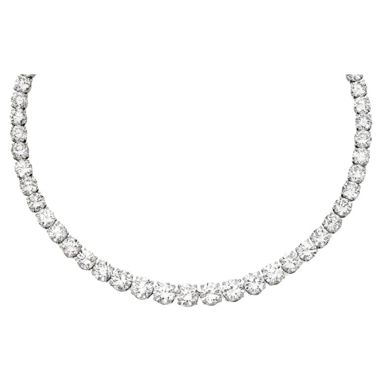 Collier de tennis en diamants Riviera de 25 carats En vente sur 1stDibs