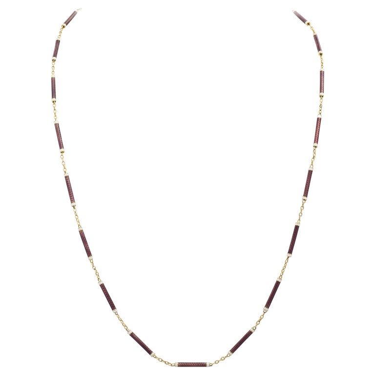 Victorian 9 Karat Gold and Enamel 'Baton' Necklace For Sale at 1stDibs