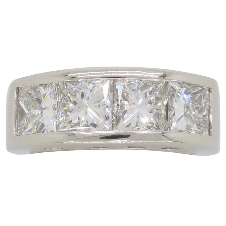 3.10ctw Four Stone Diamond Band Made in Platinum For Sale at 1stDibs