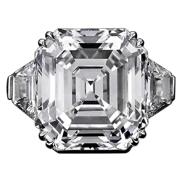 GIA Certified 8 Carat E Color VVS1 Asscher Cut Trapezoid Diamond ...