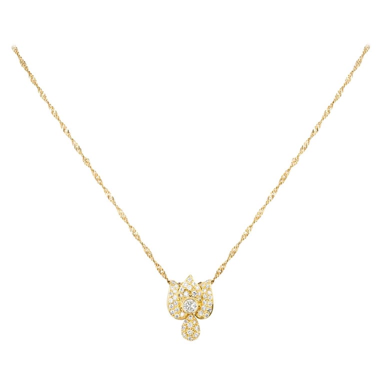 Yellow Gold Diamond Floral Pendant 0.69ct TDW For Sale at 1stDibs
