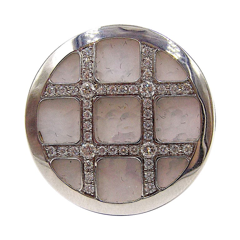 Cartier Pasha Mother Of Pearl Diamond 18K White Gold Ring For Sale at ...