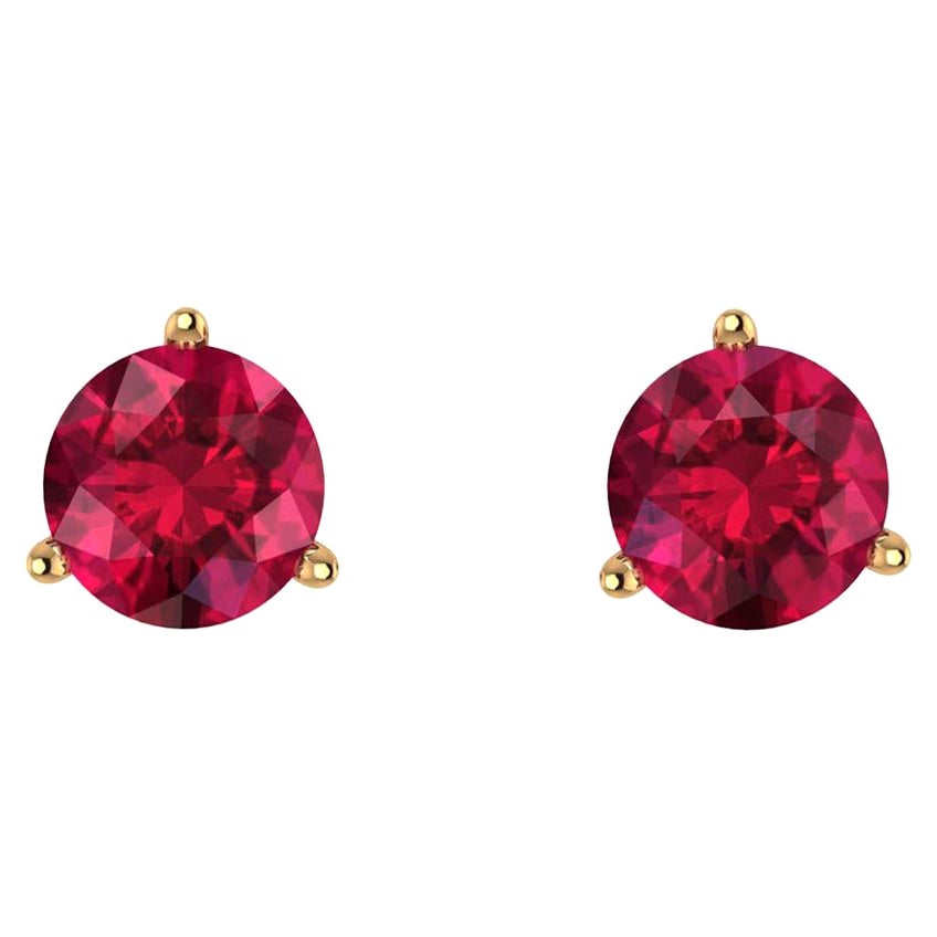 2.6 Carat Ruby Burma Pigeon Blood red Earring Martini Studs 18k Yellow Gold For Sale at 1stDibs