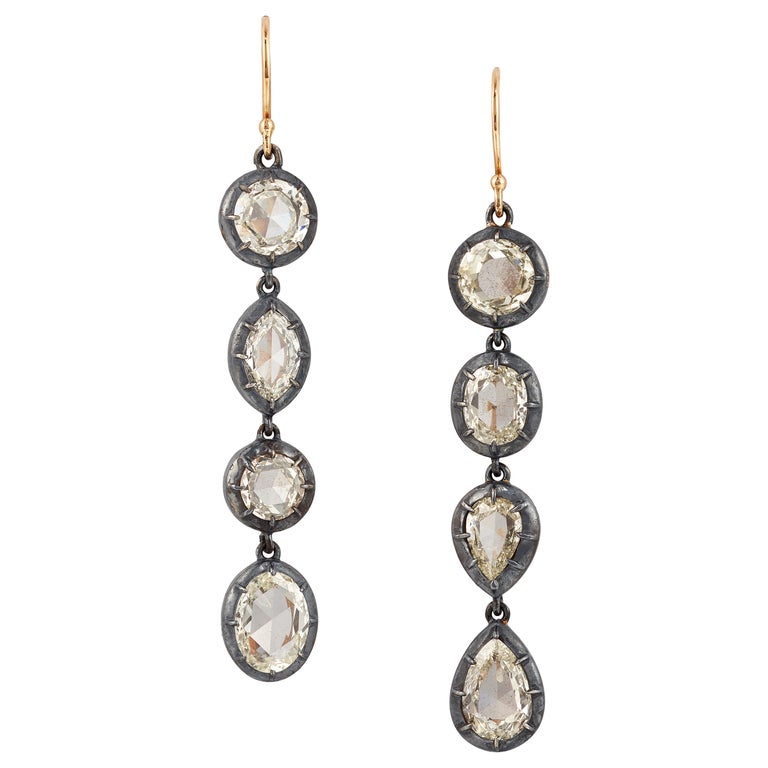 Pair of Rose-Cut Diamond Multi Shape Earrings For Sale at 1stDibs