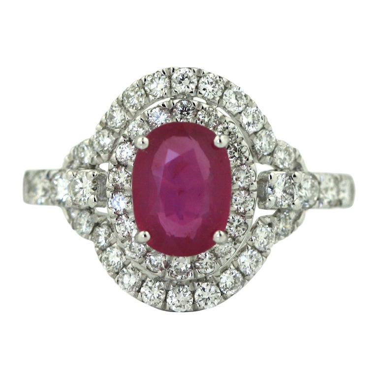 Platinum Ruby and Diamond Ring For Sale at 1stDibs