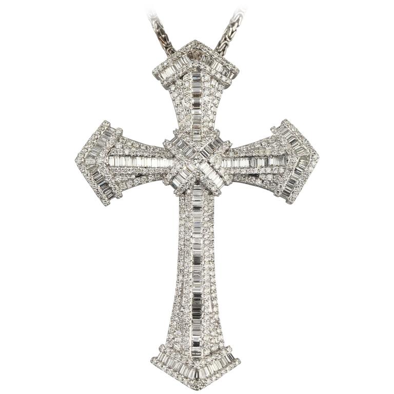 Large Diamond Gold Cross For Sale at 1stdibs