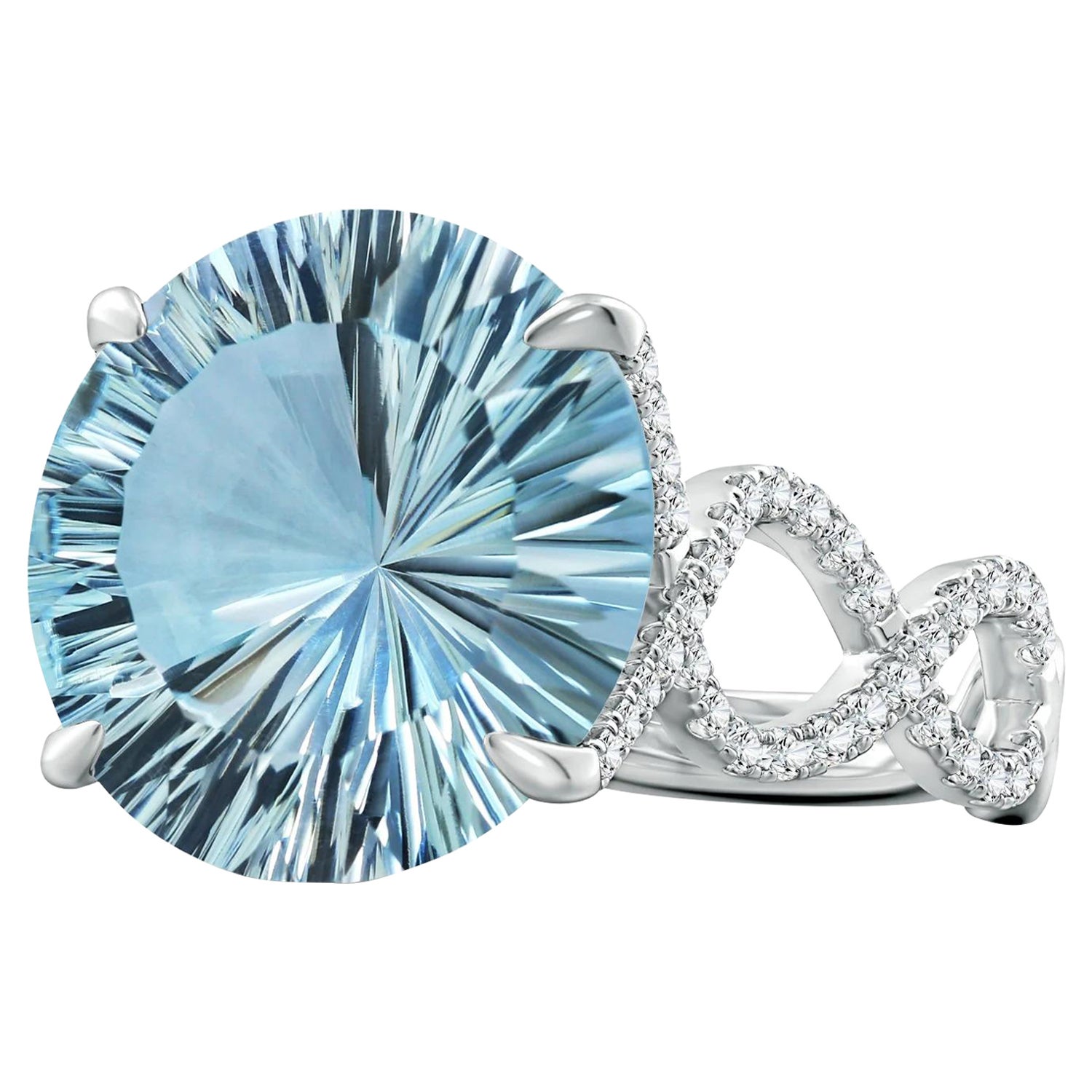 Customizable GIA Certified Natural Round Sky Blue Topaz Split Shank ...