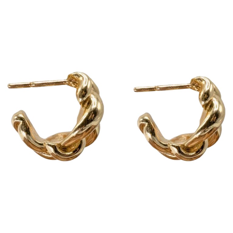 Chunky 14 Karat Gold Braided Hoop Earrings by Mon Pilar For Sale at 1stDibs