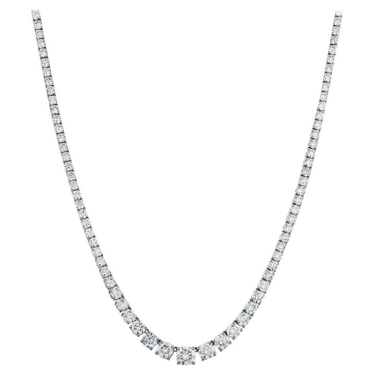 Rachel Koen 20.00cttw Platinum Prong Set Diamond Tennis Necklace For ...