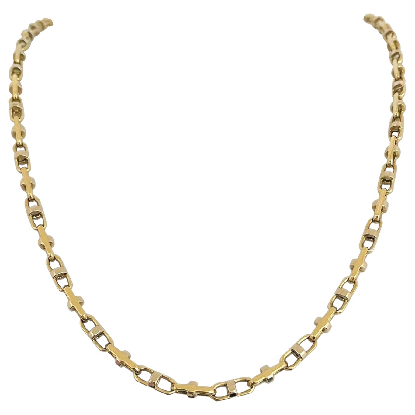 10 Karat White Gold Solid Squared Franco Link Chain Necklace For Sale ...