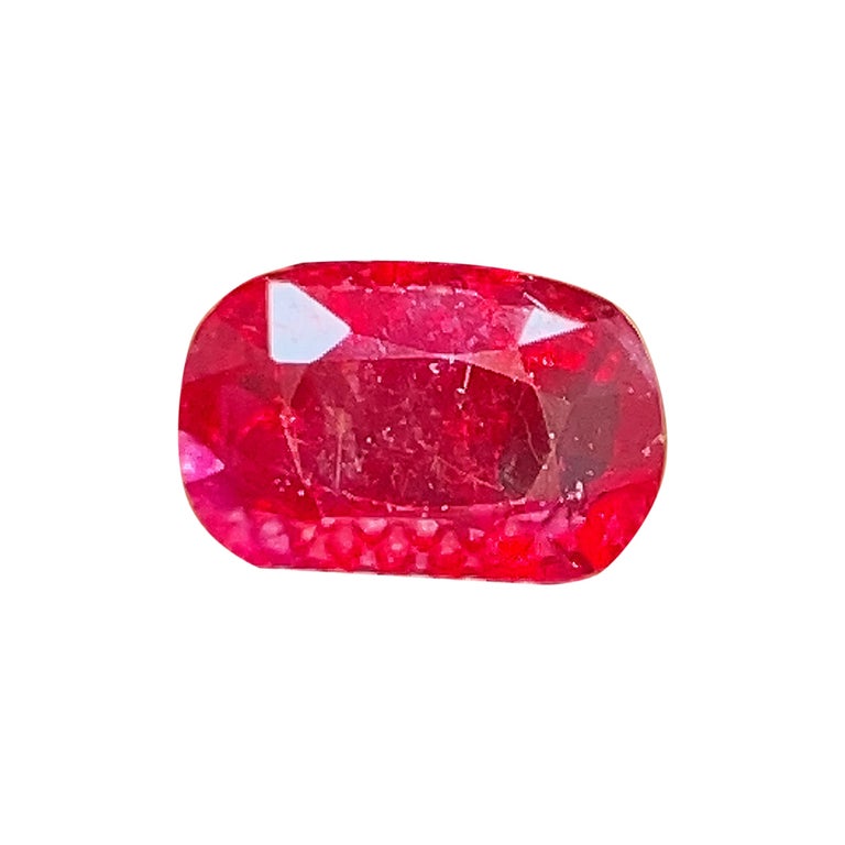 1.06 Carat Natural Burma No Heat Cushion-Cut Vivid Red Ruby For Sale at ...