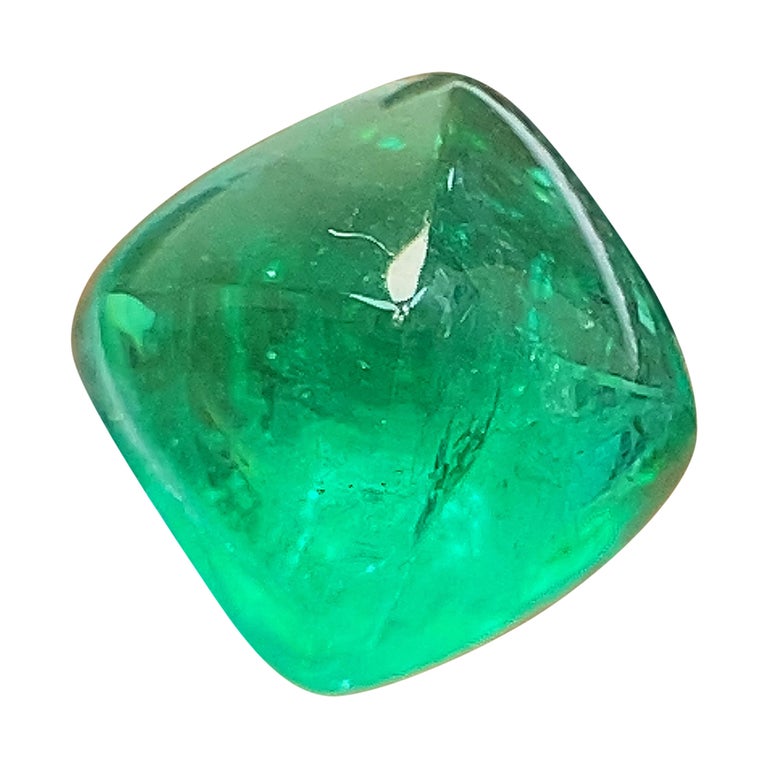 2.80 Carat Natural Zambian Vivid Green Emerald Sugarloaf For Sale at ...