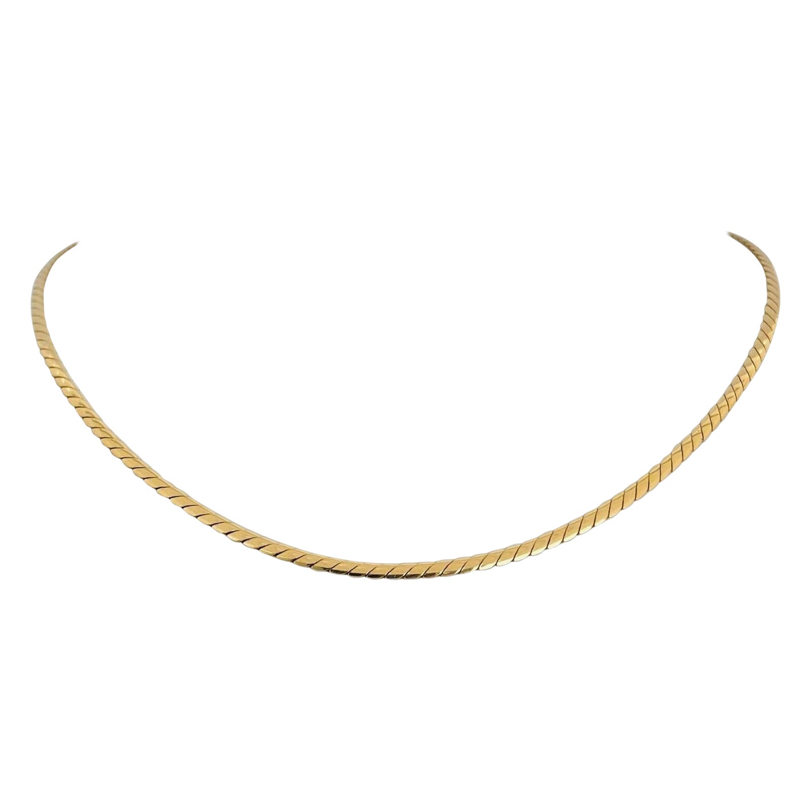 14 Karat Yellow Gold Solid Ladies Thin Snake Link Chain Necklace Italy ...