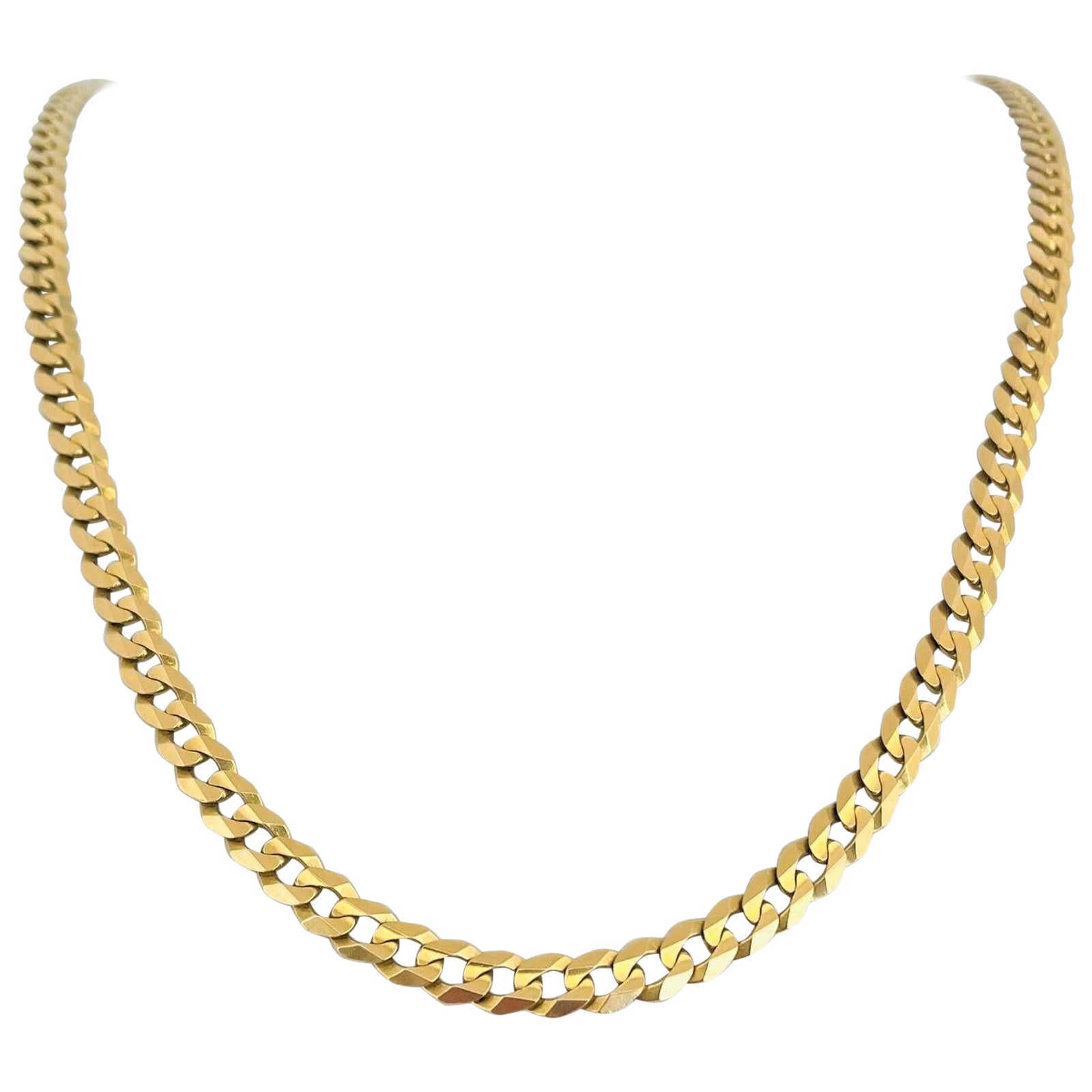 14 Karat Yellow Gold Solid Bismark Link Chain Necklace, Italy For Sale ...