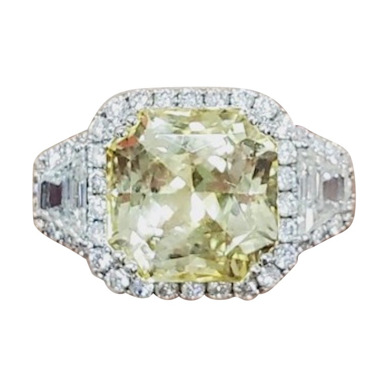 8.85 Carat, Unheated Yellow Sapphire Octogonal (Sri Lanka) and Diamonds ...