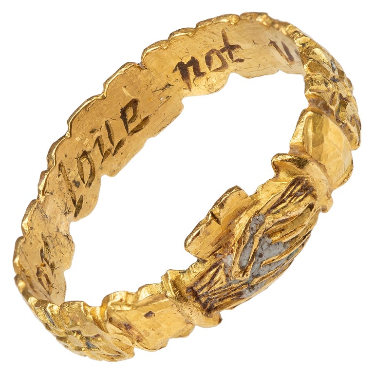17th-Century Gold Band Fede Ring with Heart For Sale at 1stDibs