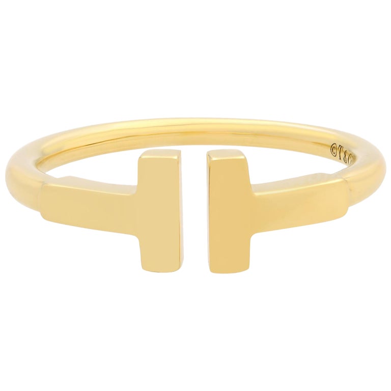 Tiffany and Co. 18 Karat Yellow Gold T Wire Ladies Ring For Sale at 1stDibs