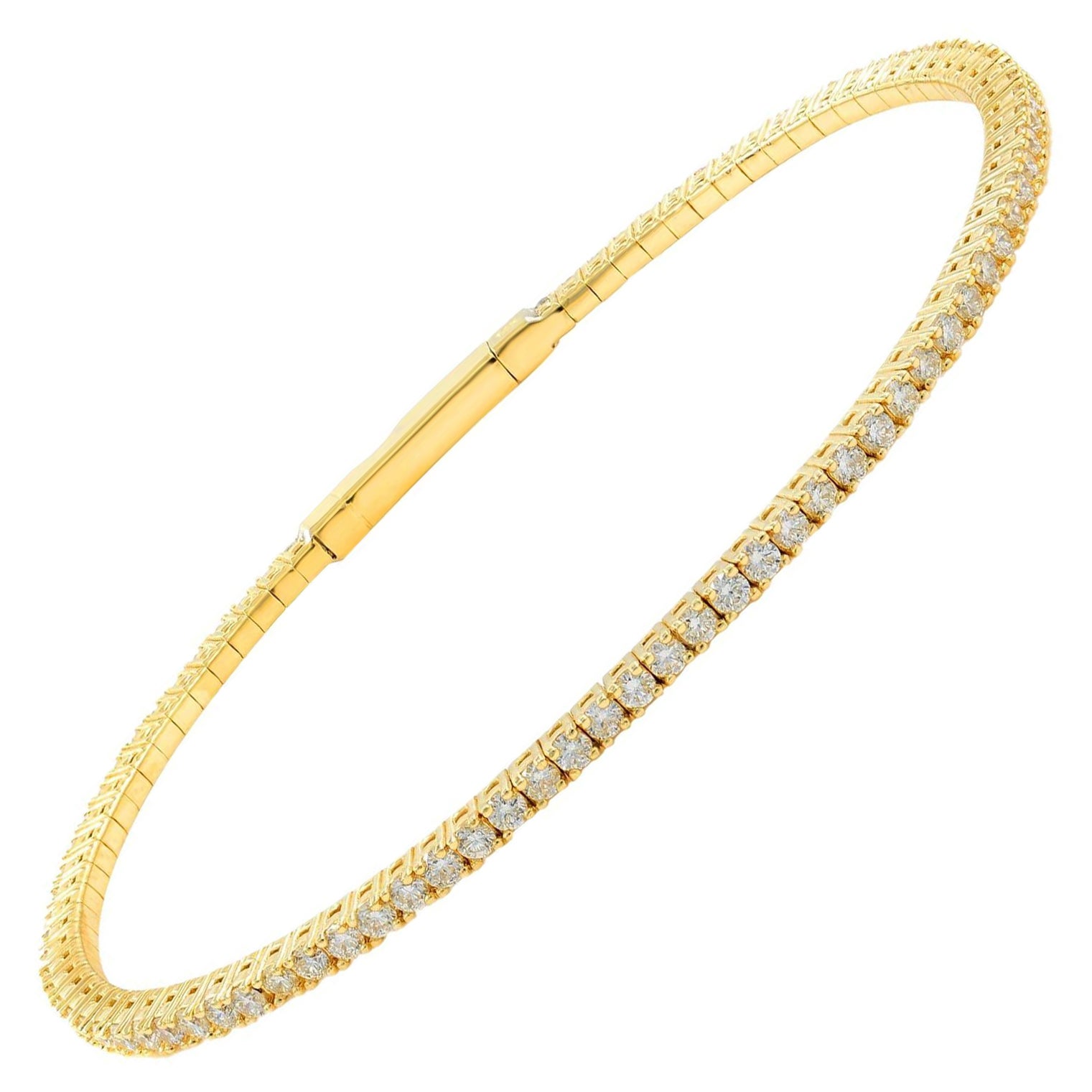 S Style Diamond Tennis Bracelet 2.50cttw 14k Yellow Gold For Sale at 1stDibs