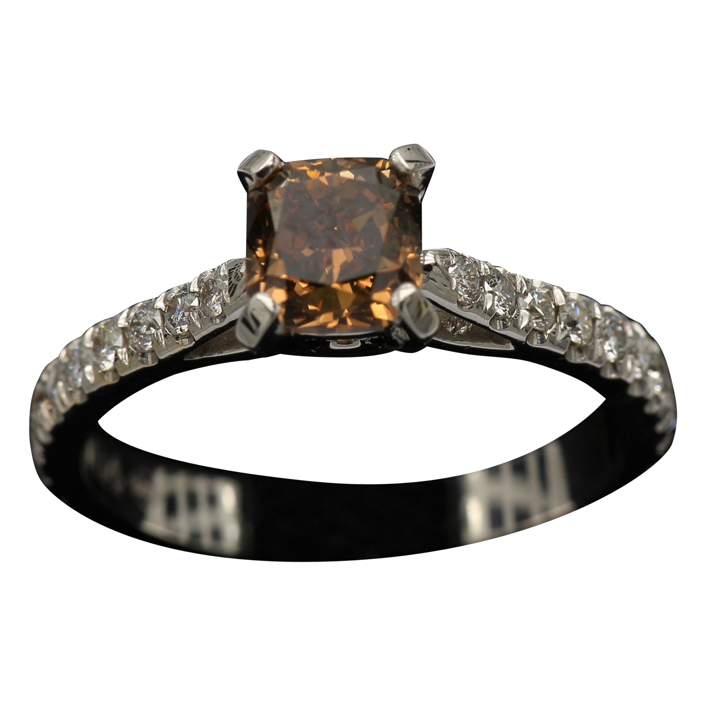 1.41 Carat Pear Shape Fancy Intense Brown Diamond Ring w/ Halo and ...