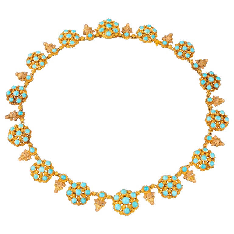 Charles X Collier d'antiquités en or et turquoises, c. 1825 En vente ...