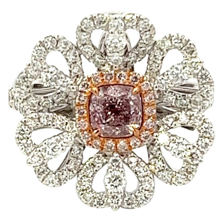 GIA Certified 0.64 Carat Very Light Pink Diamond Ring For Sale at 1stDibs