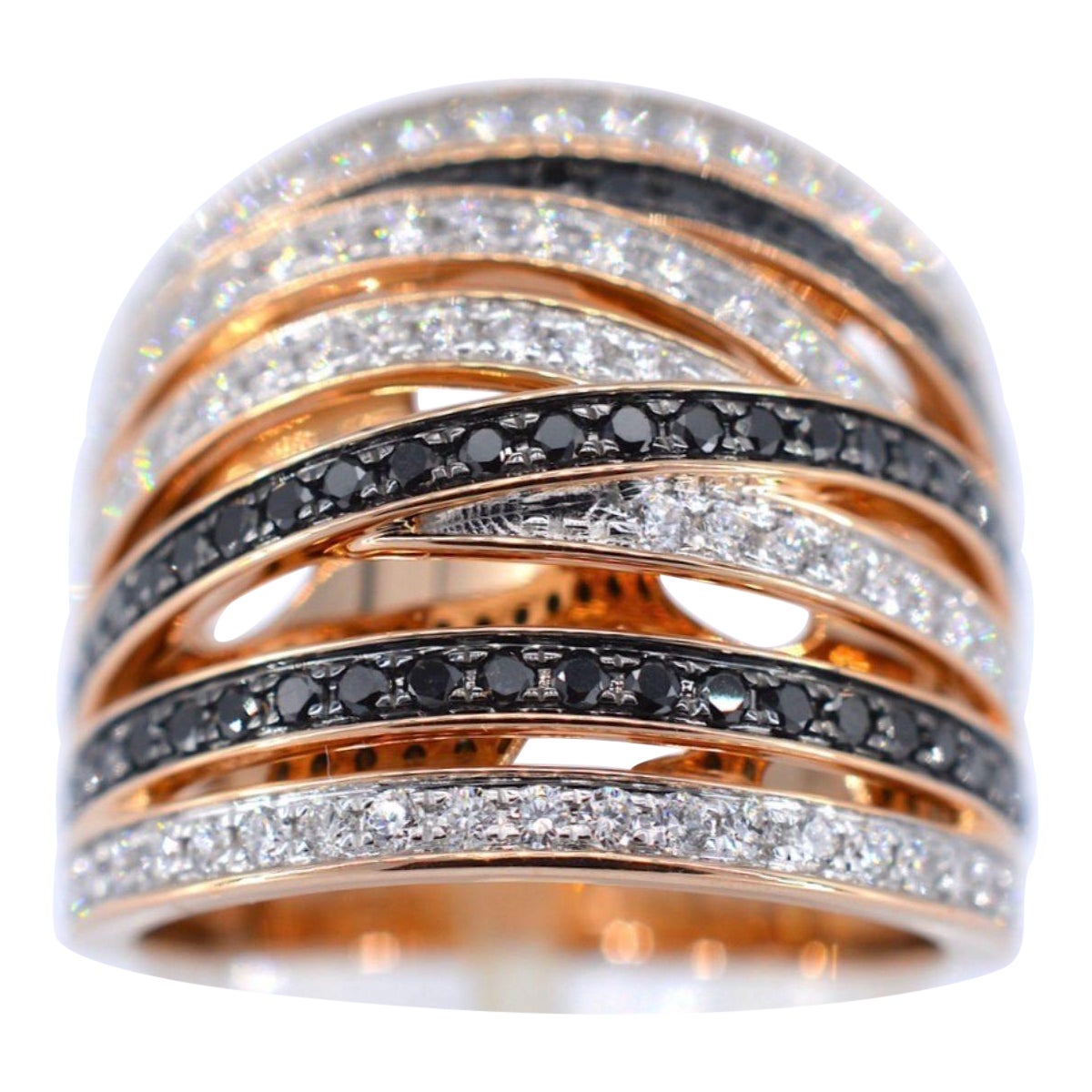 Rose Gold Design Ring with Brilliant Diamonds For Sale at 1stDibs