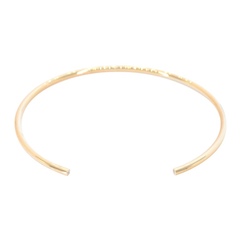 Gold Open Bracelet with Two Diamonds For Sale at 1stDibs