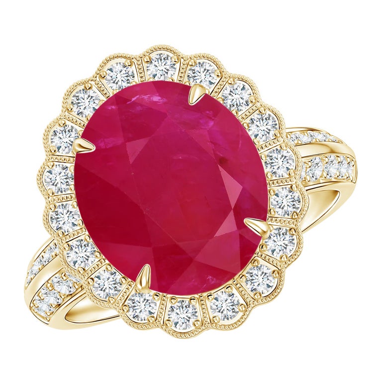 Customizable Angara Gia Certified Natural Ruby Ring in Yellow Gold with ...