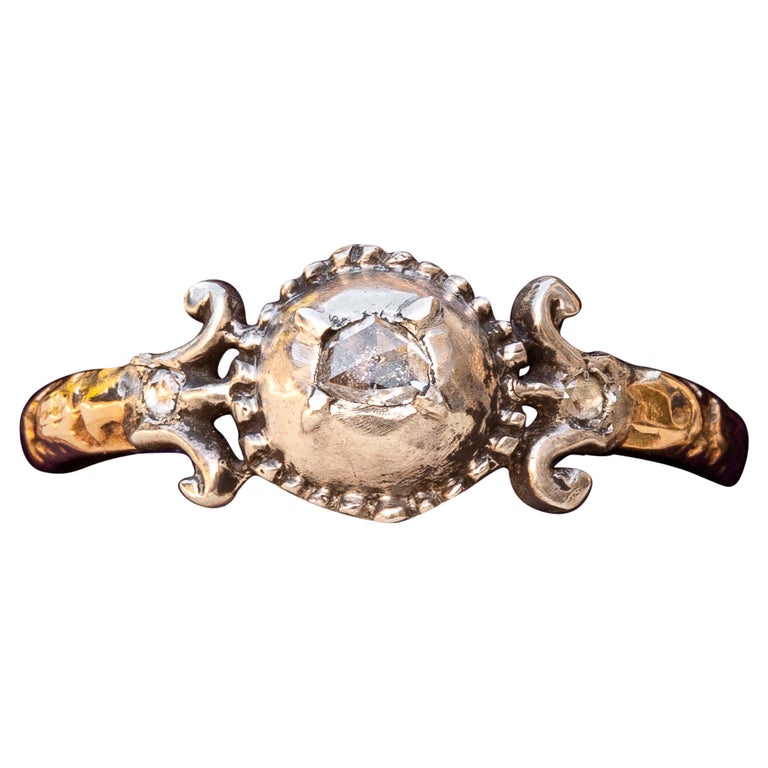 Scarce 18th Century Baroque Rococo Diamond Solitaire Georgian Bow Ring ...