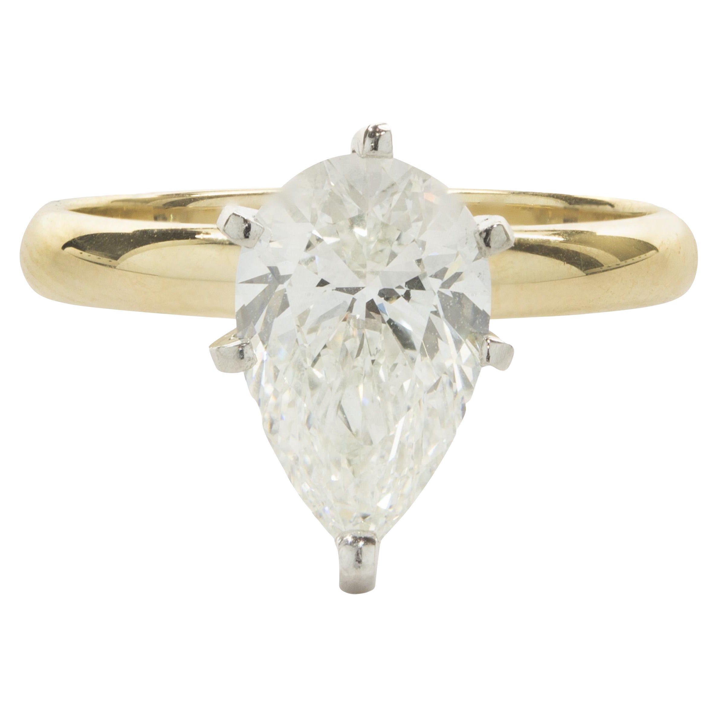 1 1/2 Carat 14 Karat Rose Gold Pear Diamond Engagement Ring, Tear Drop ...