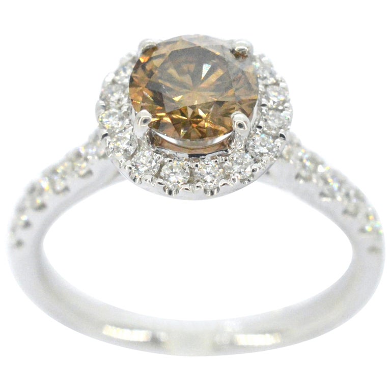 Gold Solitaire Ring with Diamonds at 1stDibs