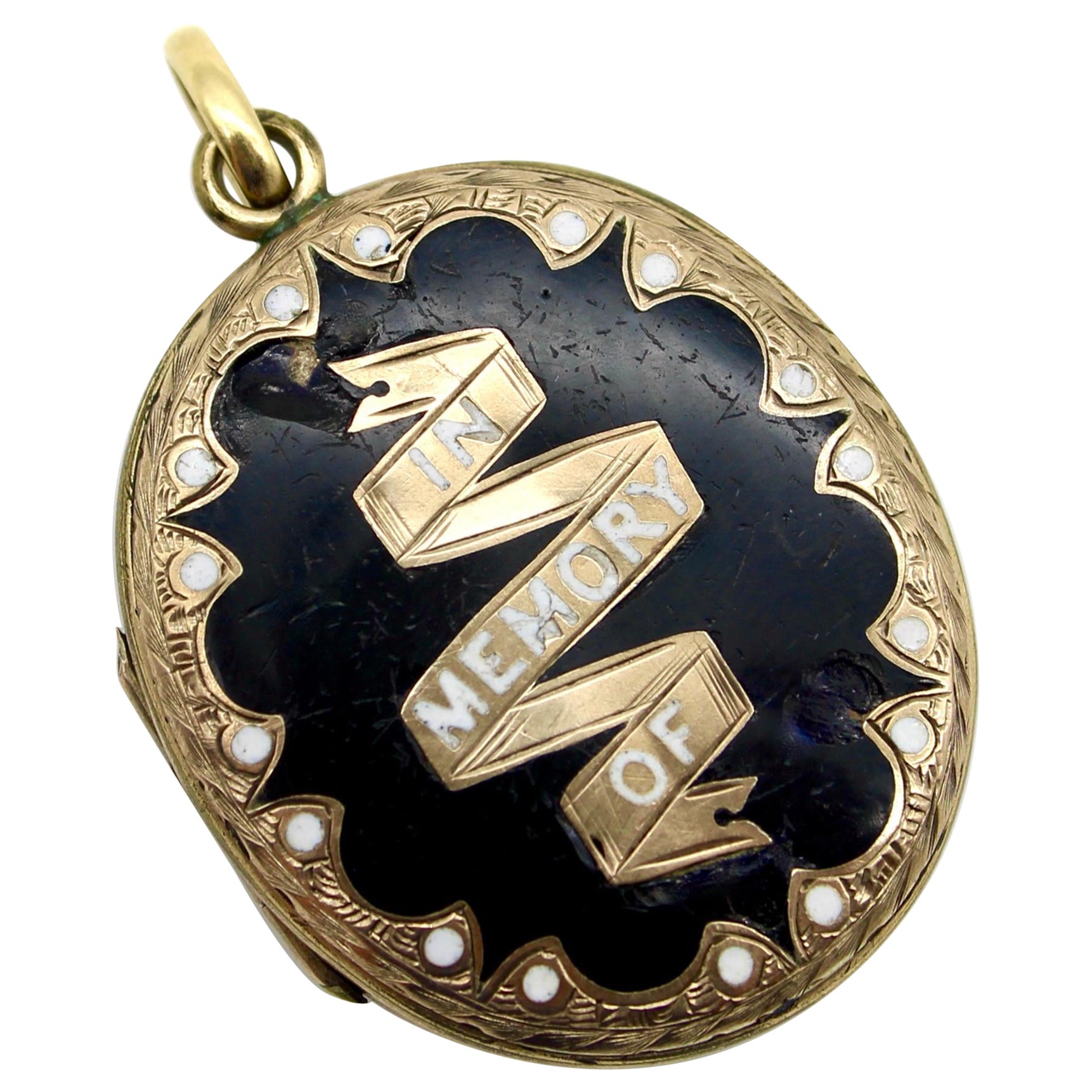 Antique 9k Gold Locket Pendant, Mourning, Bow Top at 1stDibs | pillbox ...