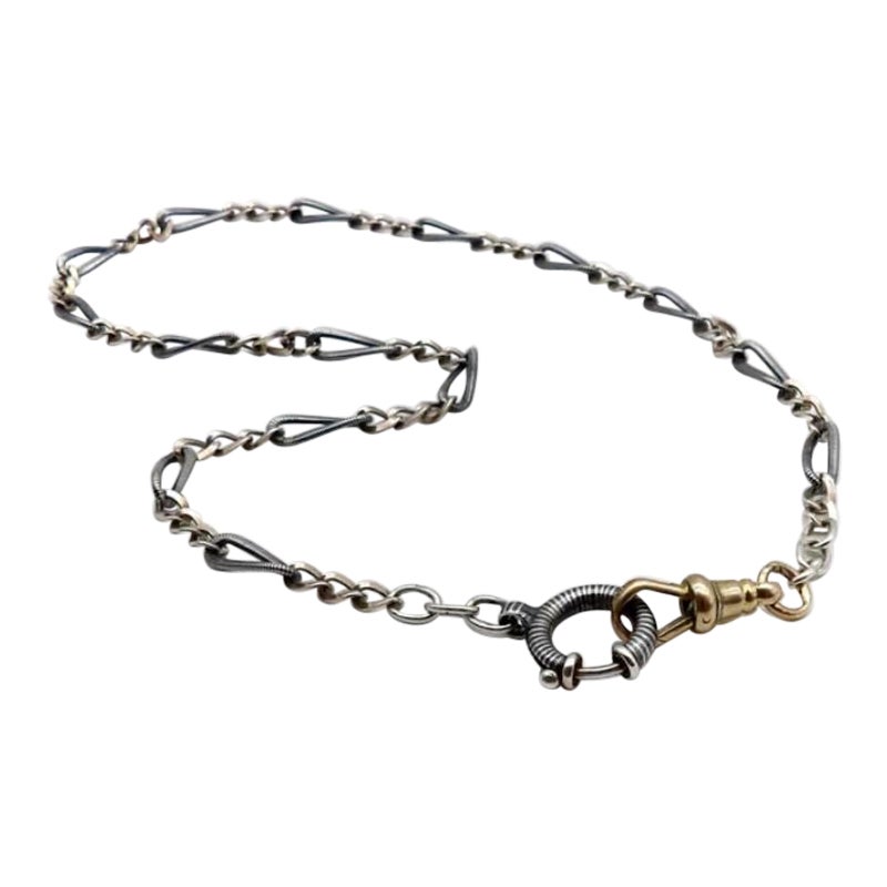 Victorian 800 Silver Niello Watch Chain Necklace, circa 1880 For Sale ...