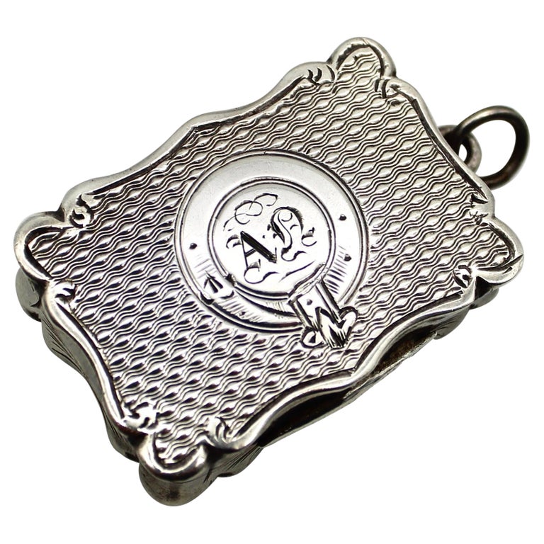 Victorian Sterling Silver Engine Turned Vinaigrette Pendant For Sale at ...