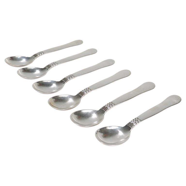 Set of 6 Georg Jensen Sterling Silver Landby/Nordic #76 Coffee Spoons ...
