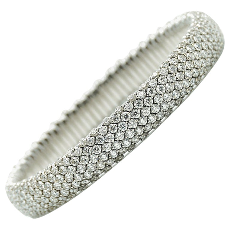 Crivelli Diamond Pave Stretch Bracelet 10.7 Carats 18k White Gold For ...