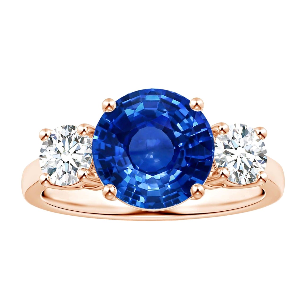 Customizable Angara GIA Certified Natural Sapphire Three-Stone Diamond ...