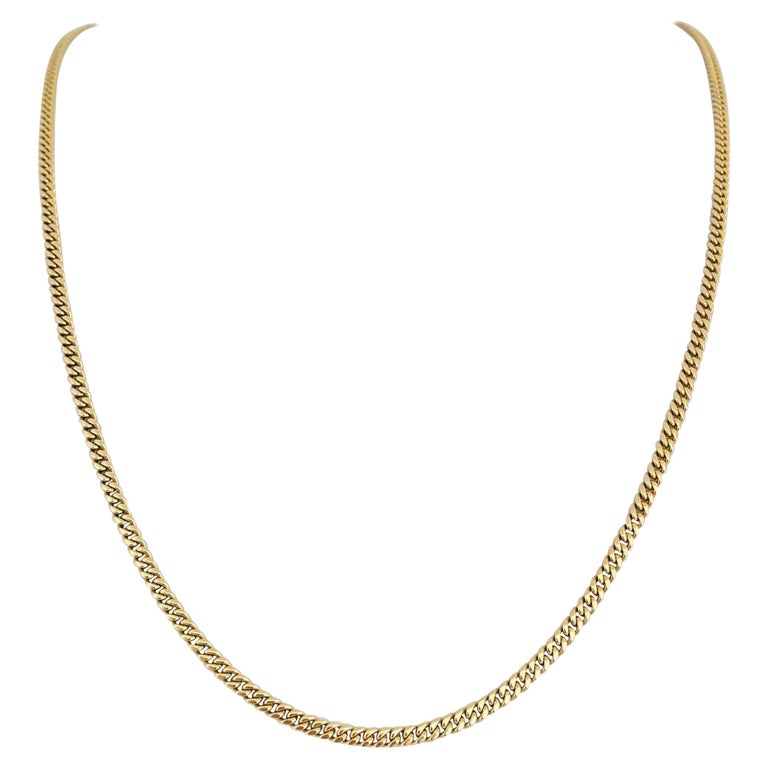 14 Karat Yellow Gold Solid Thin Curb Link Chain Necklace For Sale at ...