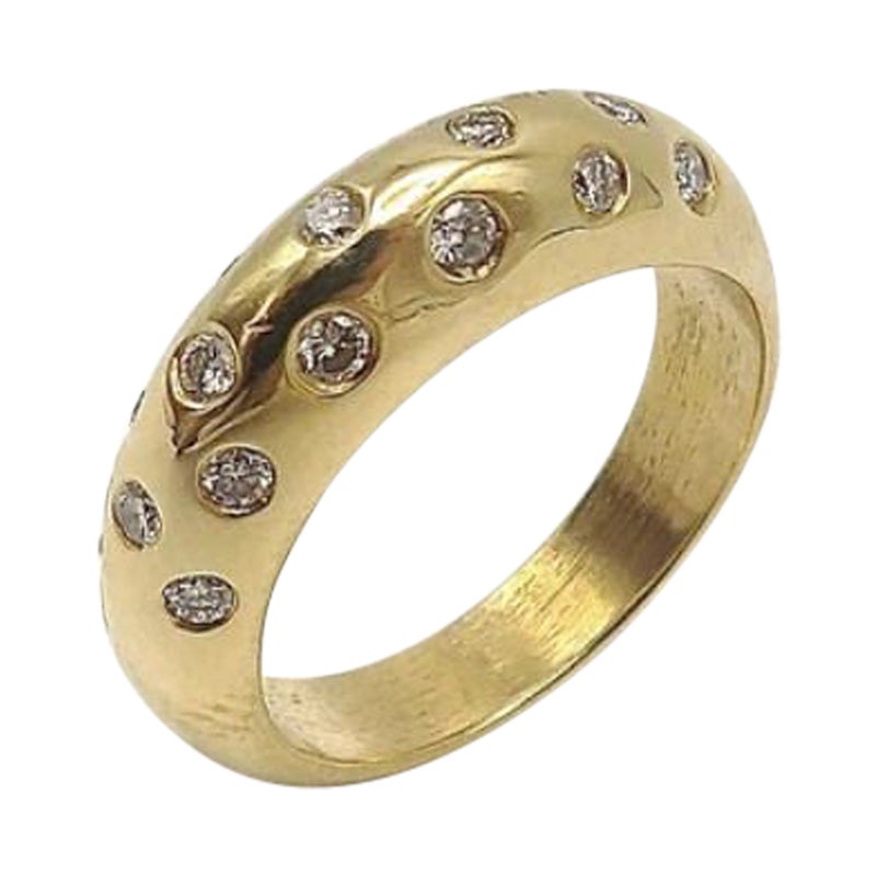 18K Gold Diamond Contemporary Dome-Shaped Ring For Sale at 1stDibs