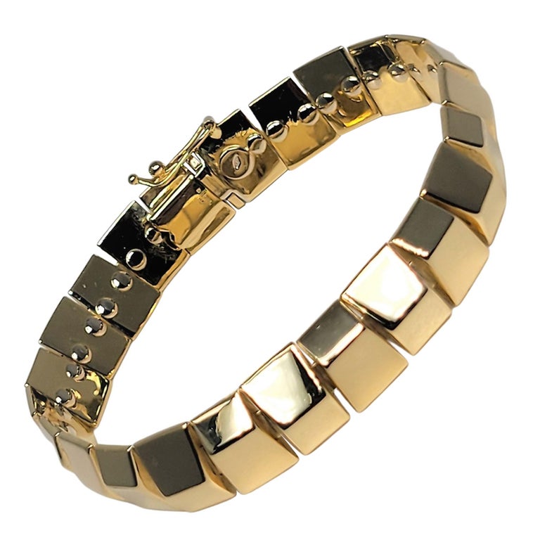 18 Karat Yellow Gold Flexible Link Bracelet For Sale at 1stDibs