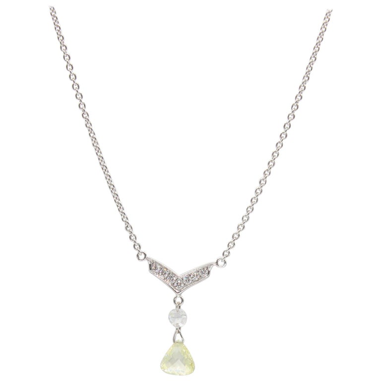Panim 0.53 Carat Diamond Taviz 18k White Gold Pendant Necklace For Sale ...