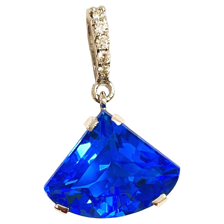 New African IF Trillian Cut Swiss Blue Topaz and White Sapphire ...