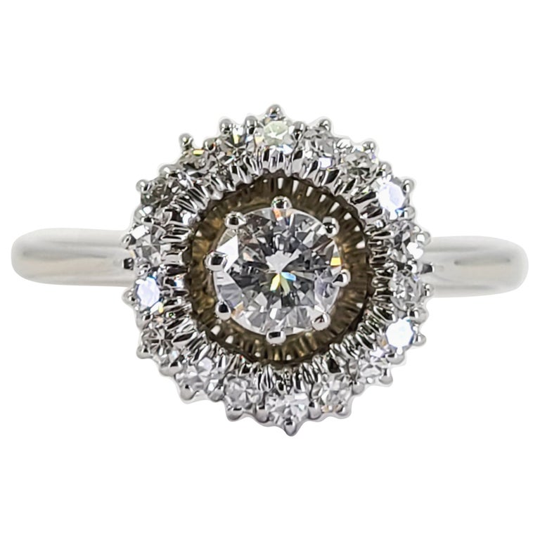 White Gold Diamond Halo Ring For Sale at 1stDibs