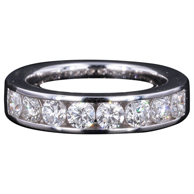 Customizable 18K White Gold Wedding Band with Full Eternity Diamonds ...